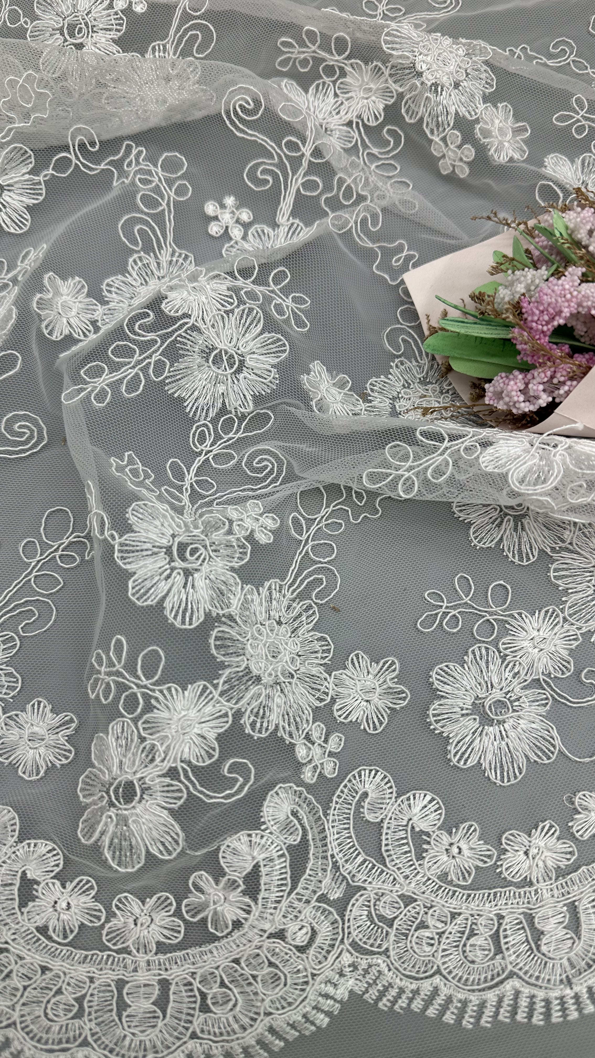 3D Embroidered Floral Lace with Mesh Artistic Multi-Layered Texture for ...